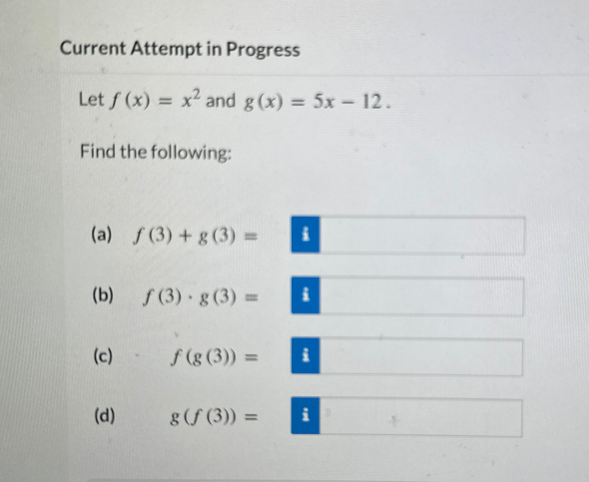 Solved Current Attempt in ProgressLet f(x)=x2 ﻿and | Chegg.com