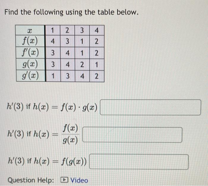 [Solved]: 16 Find the following using the table below. h(3)