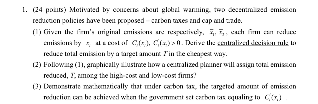 Solved (24 ﻿points) ﻿Motivated by concerns about global | Chegg.com