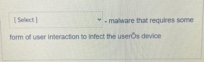 Solved - malware that requires some form of user interaction | Chegg.com