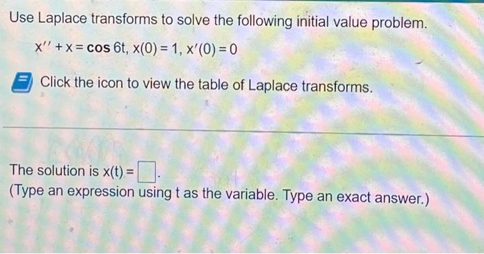 Solved Use Laplace transforms to solve the following initial | Chegg.com
