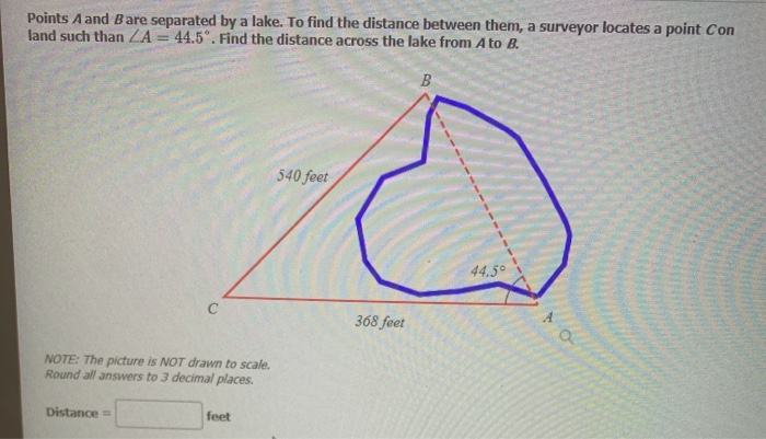 Solved Points A and B are separated by a lake. To find the | Chegg.com