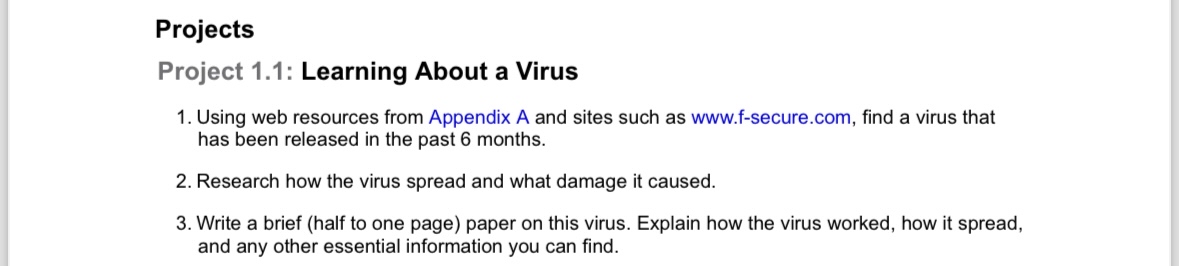 Solved ProjectsProject 1.1: Learning About a VirusUsing web | Chegg.com