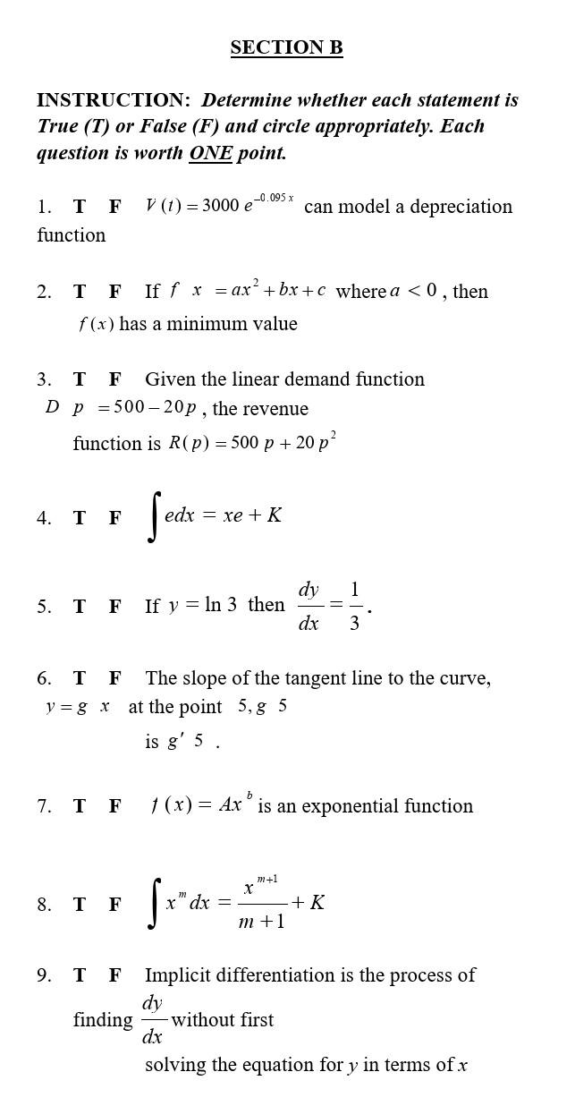 Solved INSTRUCTION: Determine whether each statement is True | Chegg.com