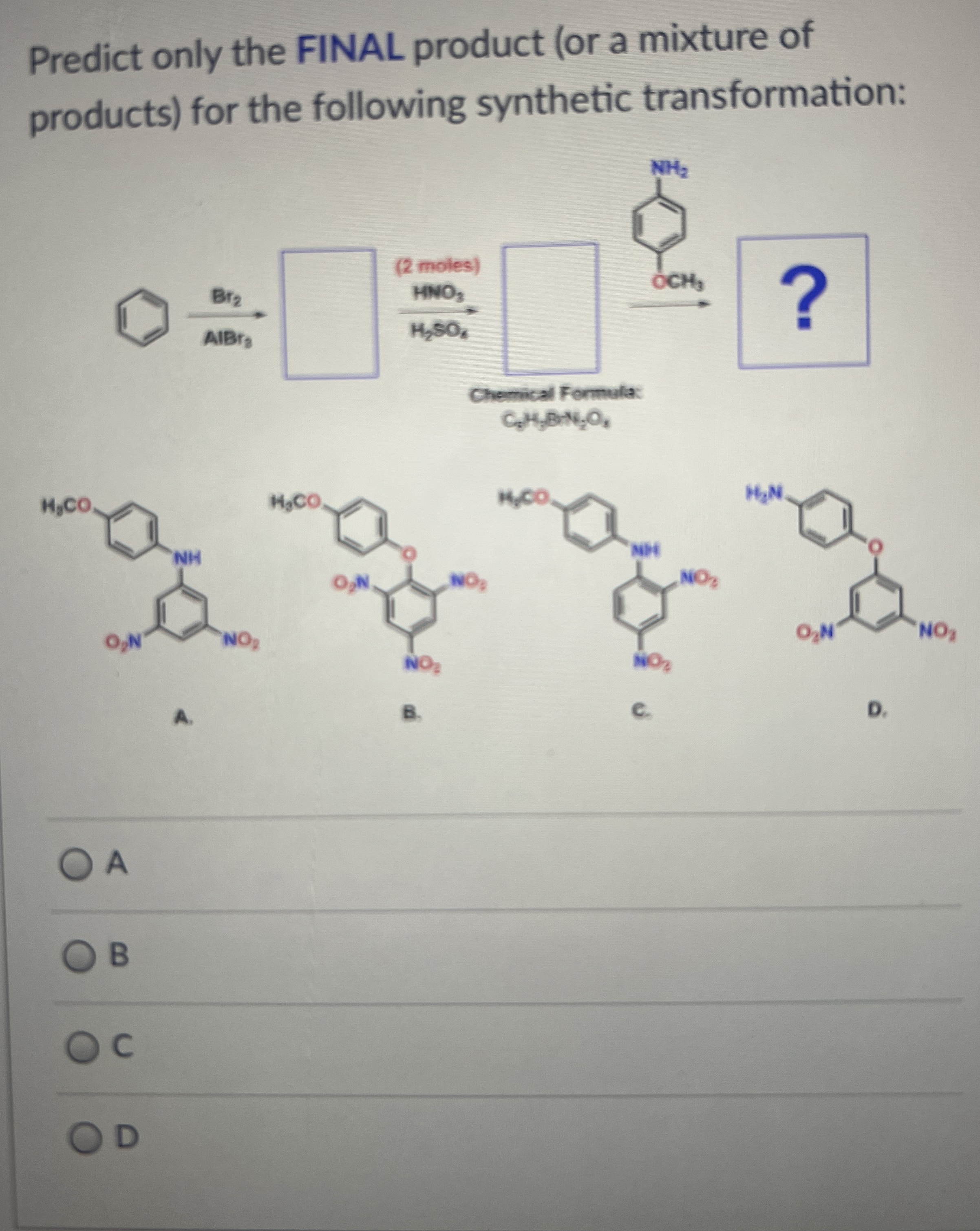 Solved Predict only the FINAL product (or a mixture of | Chegg.com