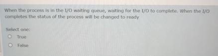 Solved When the process is in the 10 ﻿waiting queve, waiting | Chegg.com