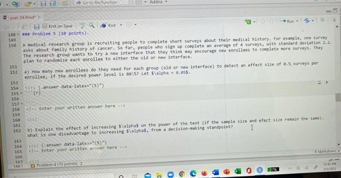 Solved HB Go to file/function - Addins pset 04 Rid" 155 - | Chegg.com