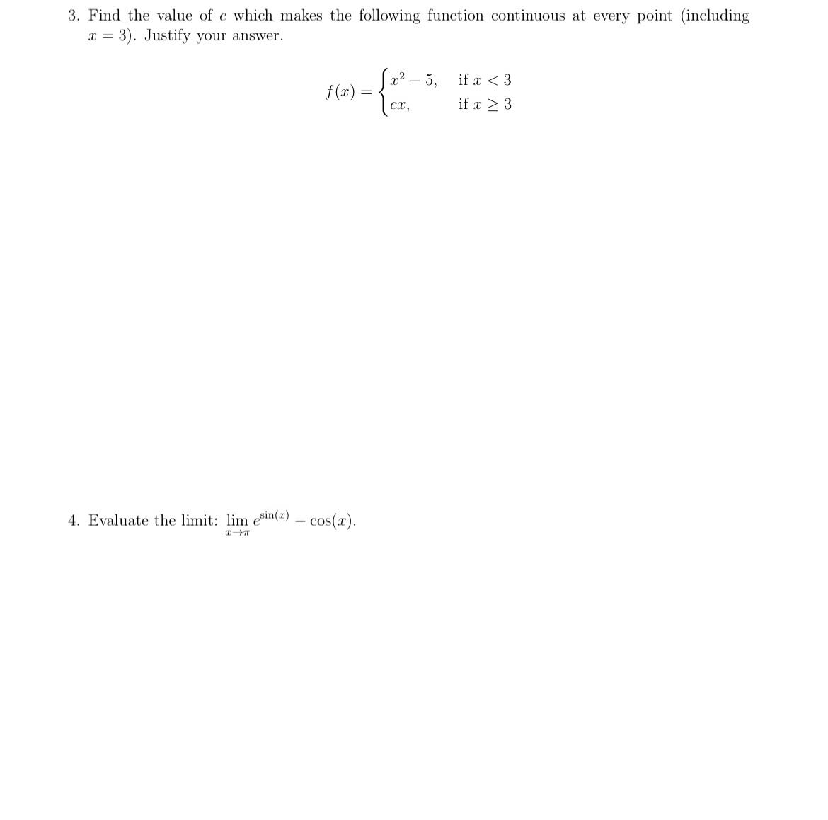 Solved Find The Value Of C ﻿which Makes The Following