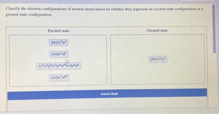 Solved Classify the electron configurations of neutral atoms | Chegg.com