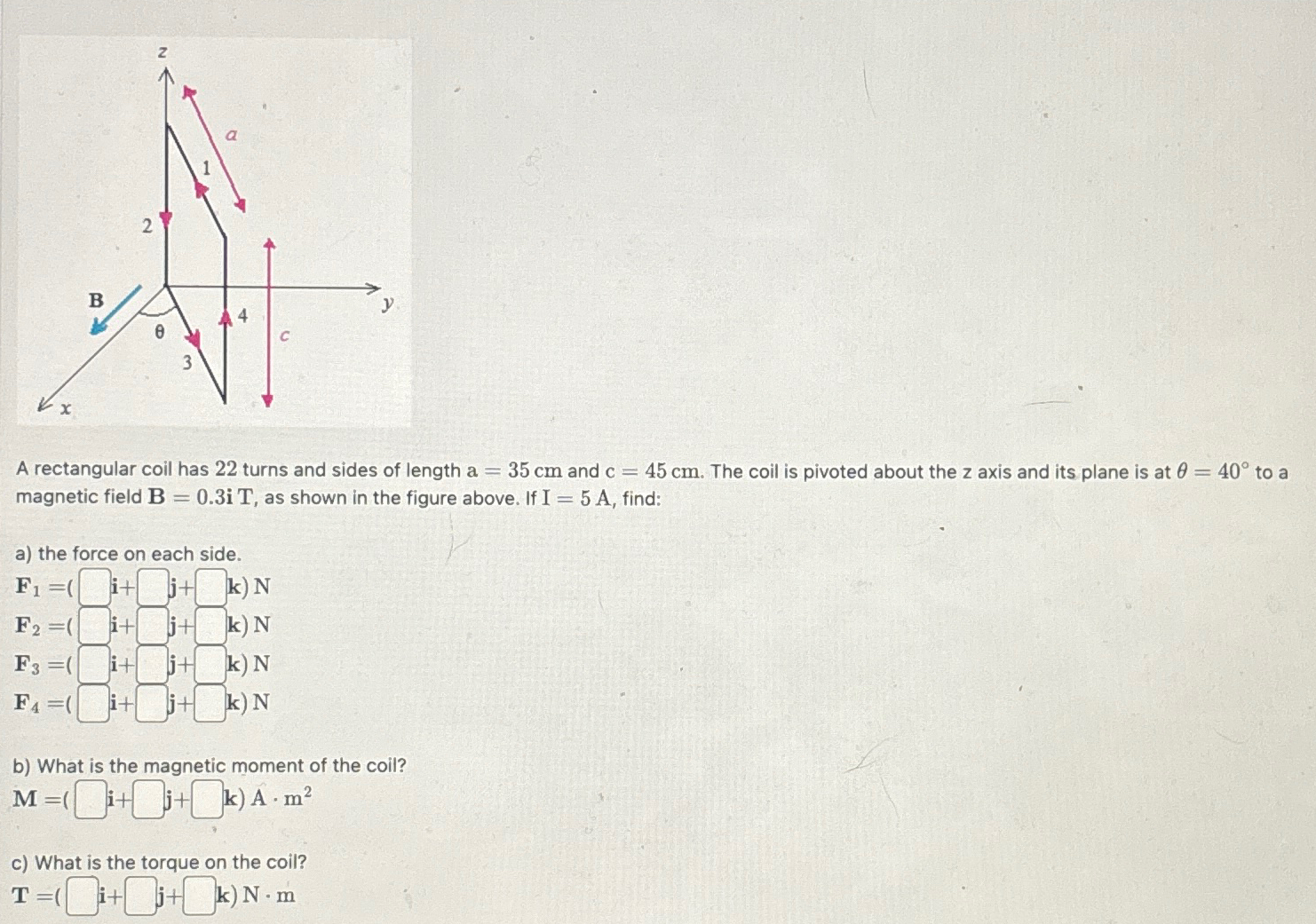 Solved A rectangular coil has 22 ﻿turns and sides of length | Chegg.com