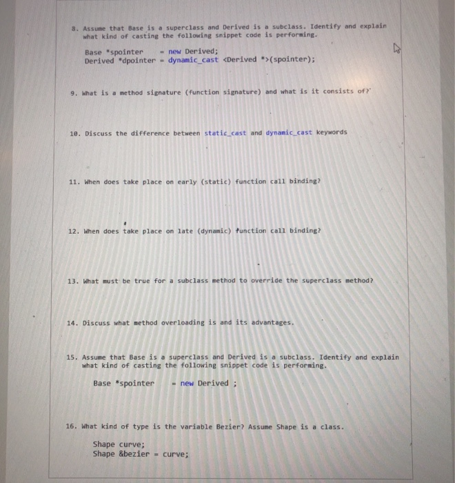 Solved 8. Assume that Base is a superclass and Derived is a | Chegg.com