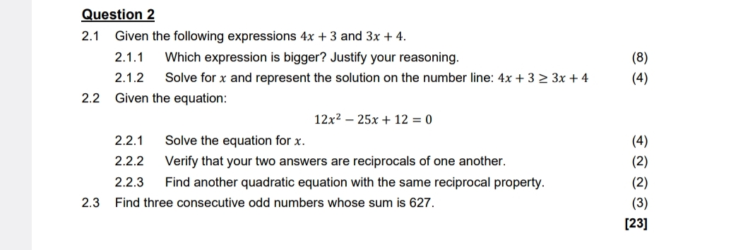 Solved Question 22.1 ﻿Given the following expressions 4x+3 | Chegg.com