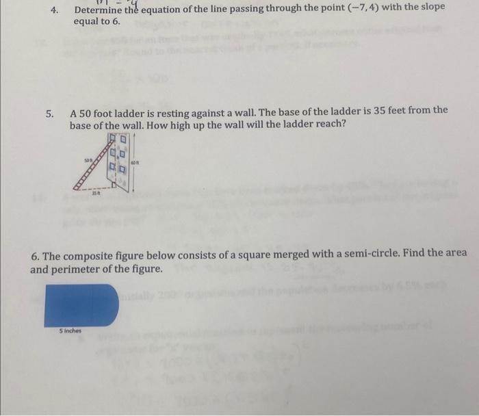 Solved 4 Determine The Equation Of The Line Passing Through