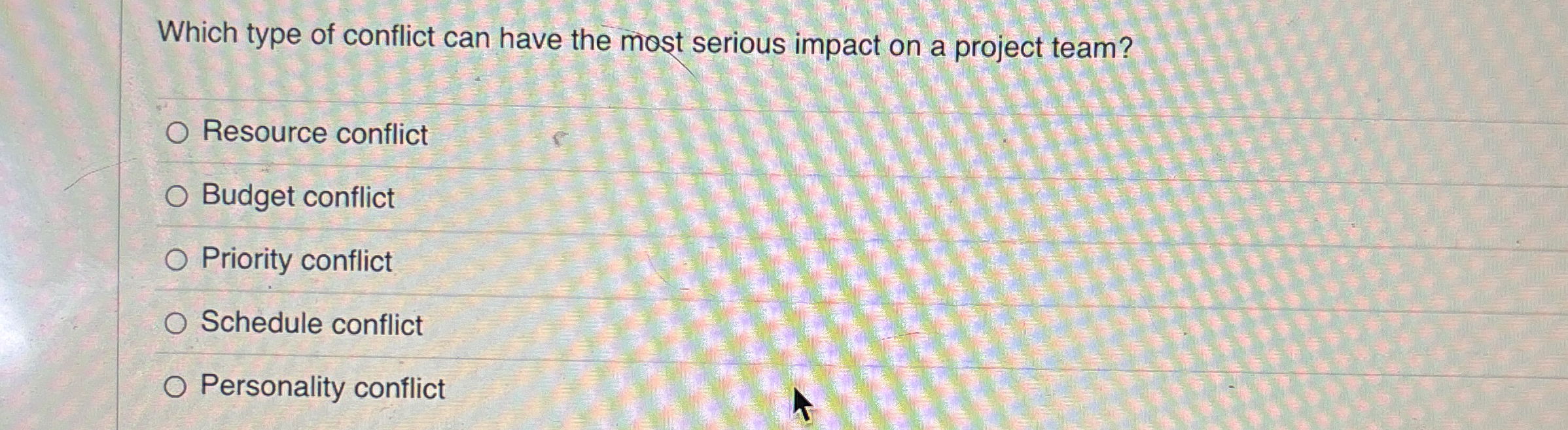 Solved Which type of conflict can have the most serious | Chegg.com