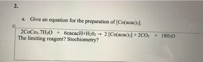 Solved 2. a. Give an equation for the preparation of | Chegg.com