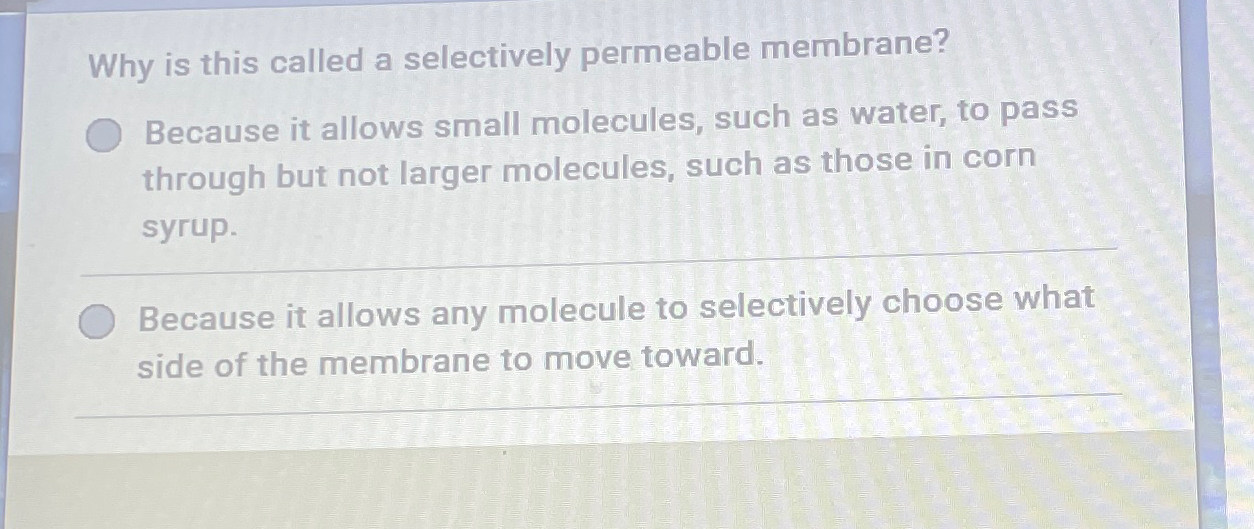 Solved Why is this called a selectively permeable | Chegg.com