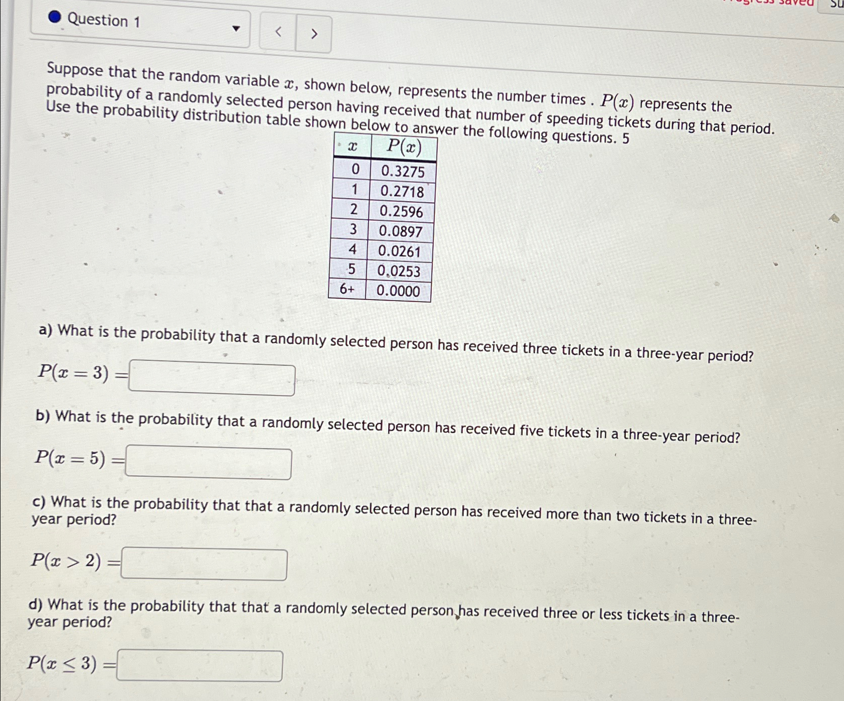 Solved Question 1Suppose that the random variable x, ﻿shown | Chegg.com