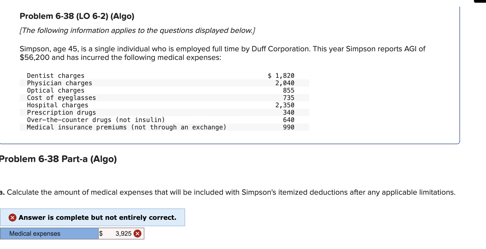 Solved Problem 6-38 ﻿Part-a (Algo)a. ﻿Calculate the amount | Chegg.com