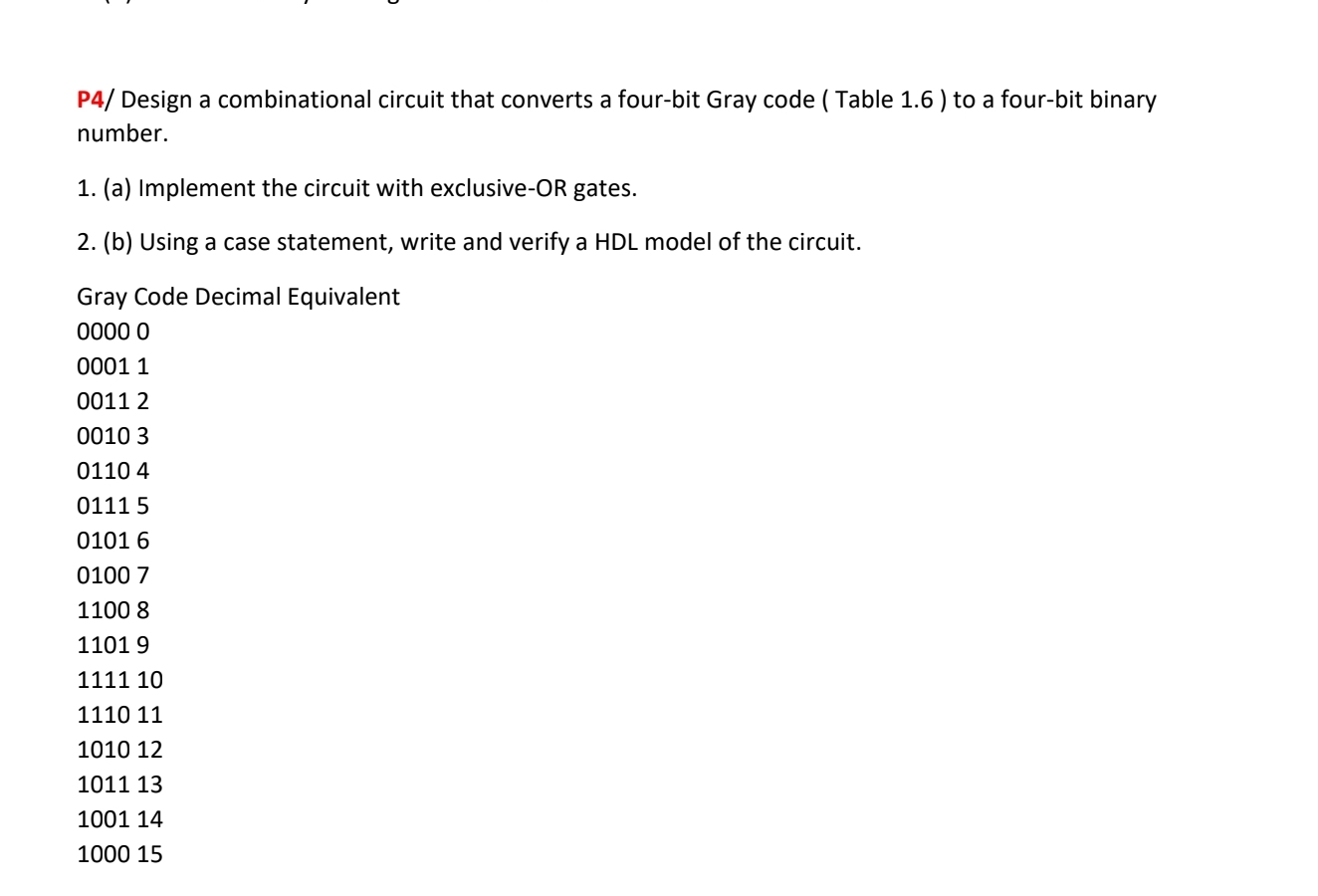 Solved P4/ ﻿Design a combinational circuit that converts a | Chegg.com