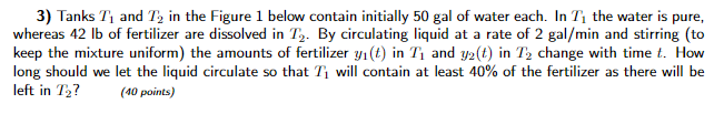 Solved Tanks T1 ﻿and T2 ﻿in the Figure 1 ﻿below contain | Chegg.com