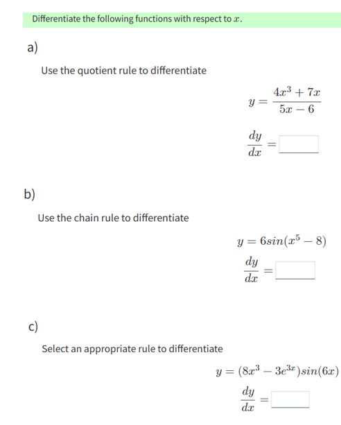 Solved Differentiate the following functions with respect to | Chegg.com Solved Differentiate the following functions with respect to | Chegg.com