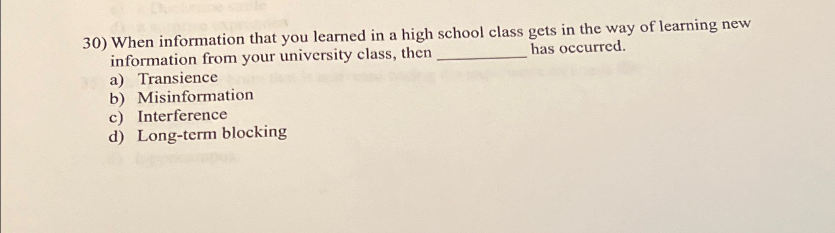 Solved When information that you learned in a high school | Chegg.com