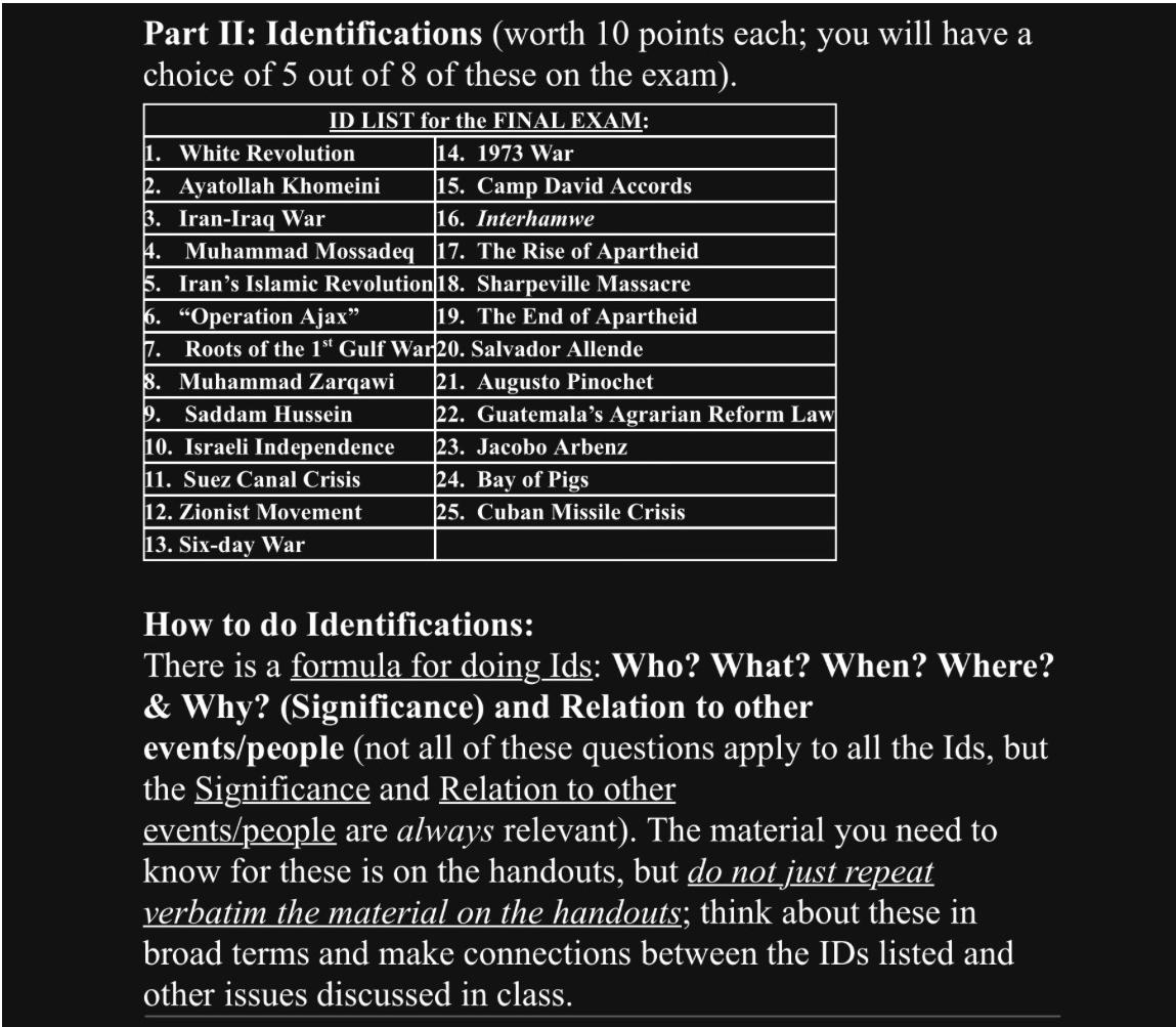 Solved Part II: Identifications (worth 10 points each; you | Chegg.com