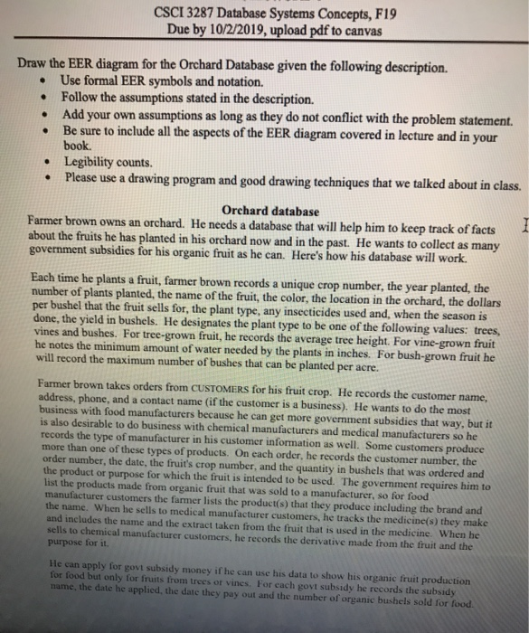 Solved CSCI 3287 Database Systems Concepts, F19 Due by | Chegg.com