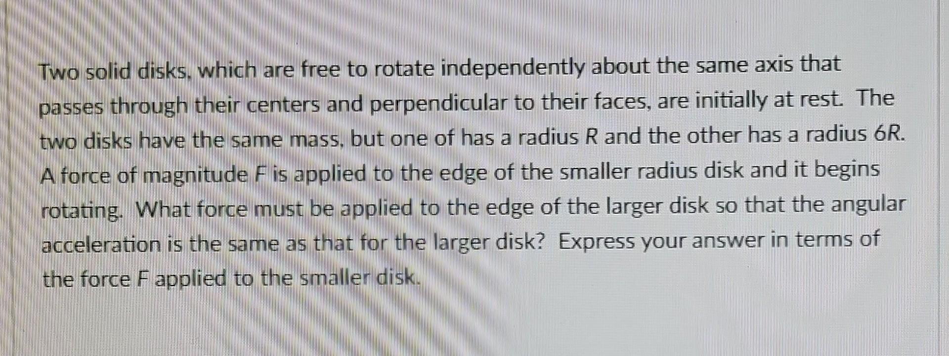 Solved Two solid disks, which are free to rotate | Chegg.com