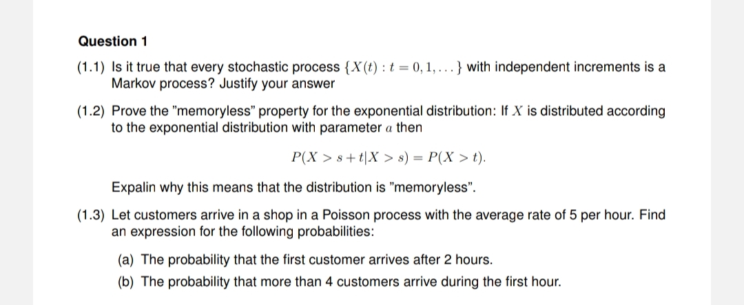 Solved Question 1(1.1) ﻿Is it true that every stochastic | Chegg.com