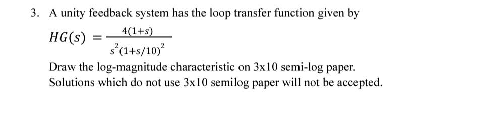 3. A unity feedback system has the loop transfer | Chegg.com