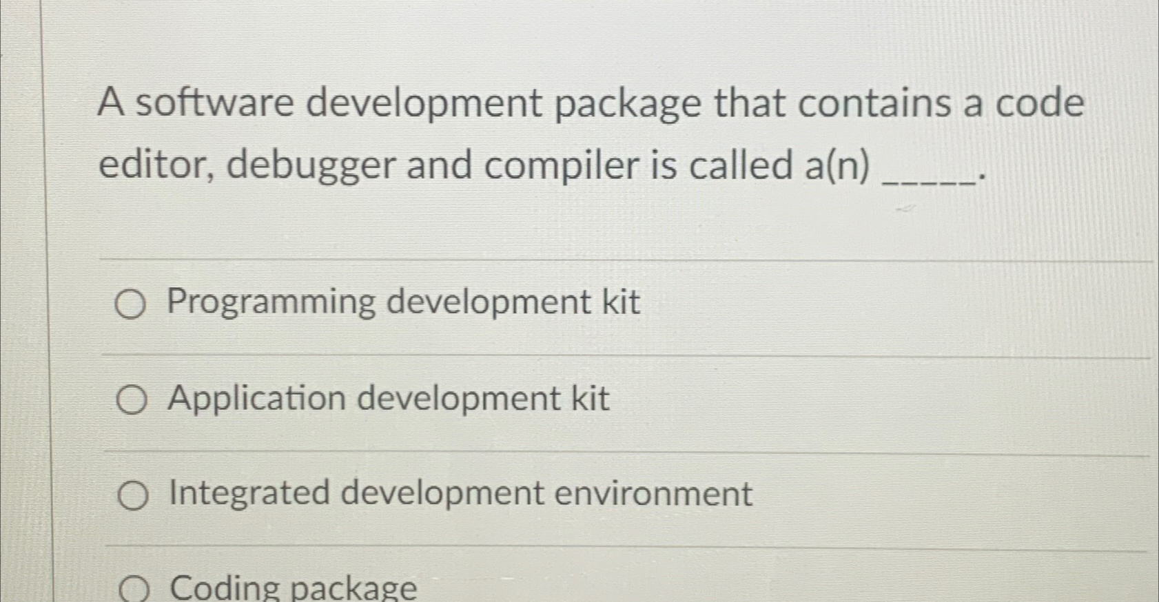 A software development package that contains a code | Chegg.com