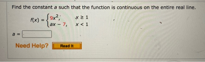 Solved Find the constant a such that the function is | Chegg.com