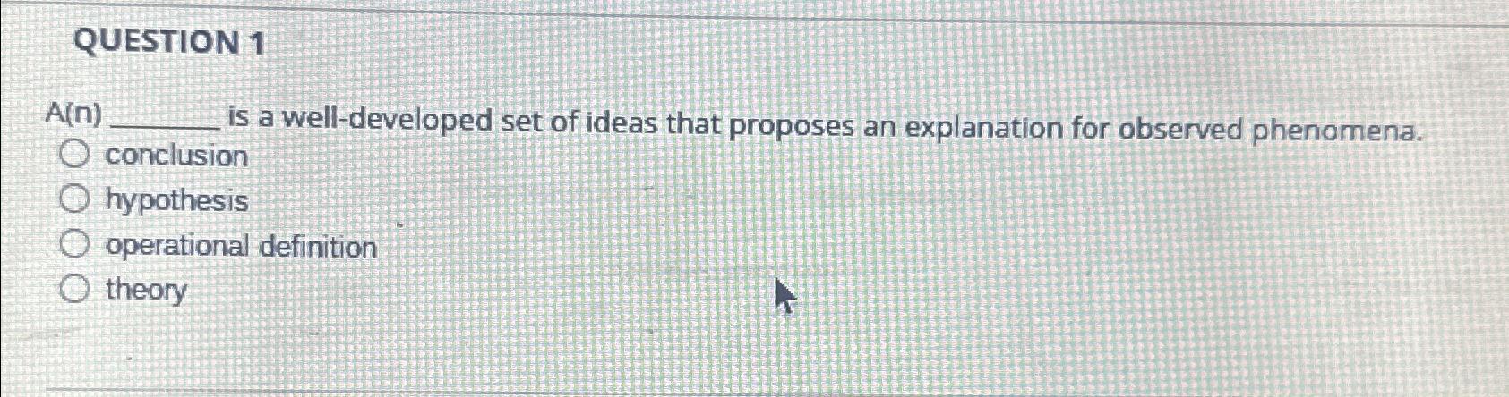 Solved QUESTION 1A(n) ﻿is a well-developed set of ideas that | Chegg.com