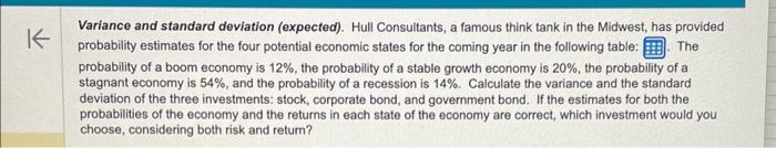 Variance and standard deviation (expected). Hull | Chegg.com