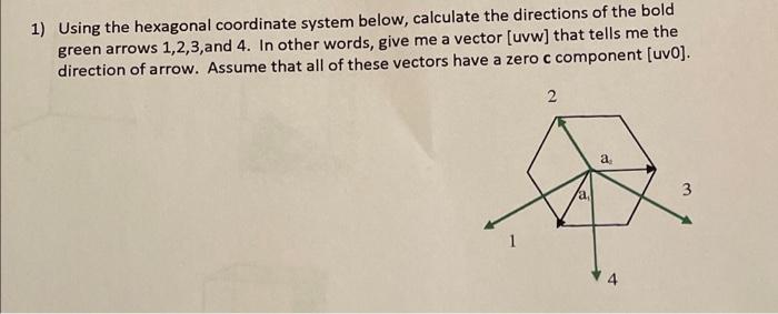 1) Using the hexagonal coordinate system below, | Chegg.com