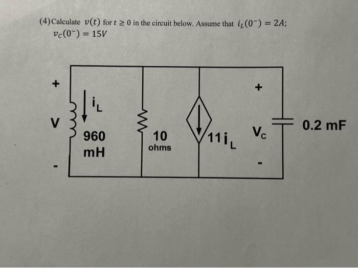 Solved (4) Calculate v(t) for t≥0 in the circuit below. | Chegg.com