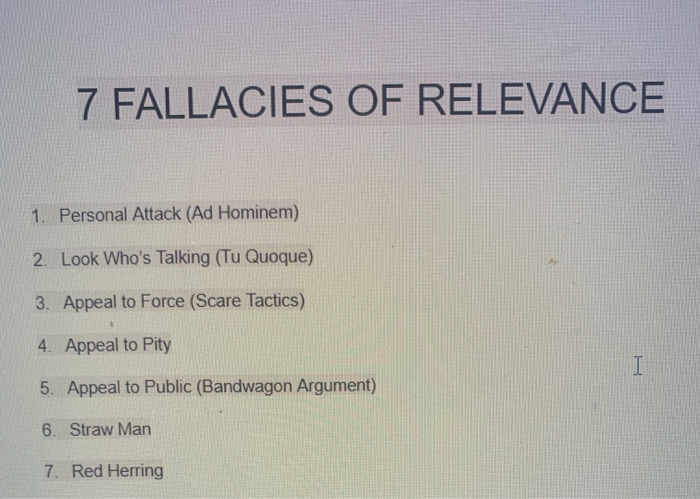 4. Identify the fallacies in the following statements | Chegg.com