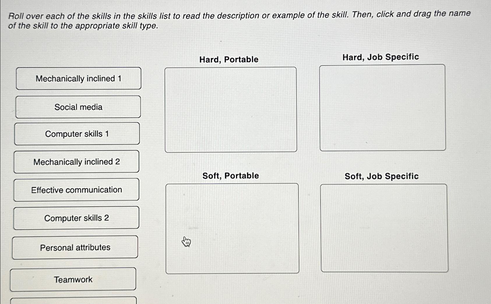 Solved Roll over each of the skills in the skills list to | Chegg.com