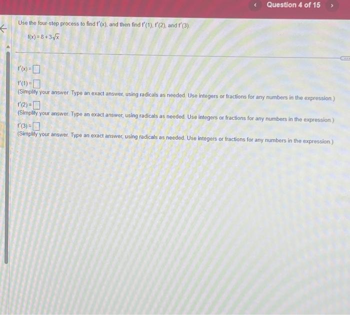 Solved Use the four-step process to find f′(x), and then | Chegg.com