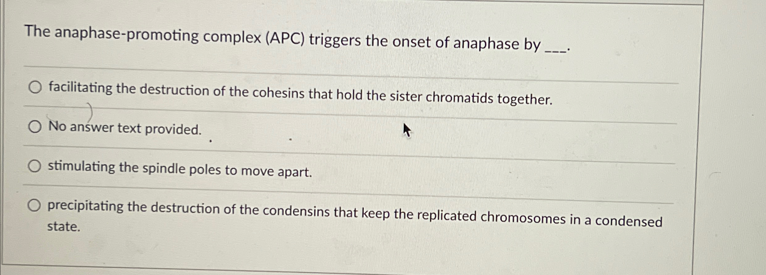 Solved The Anaphase Promoting Complex Apc ﻿triggers The