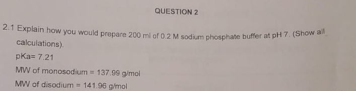 Solved QUESTION 22.1 ﻿Explain how you would prepare 200ml | Chegg.com