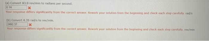 Solved (a) Convert 83.0 rev/min to radians per second. Your | Chegg.com