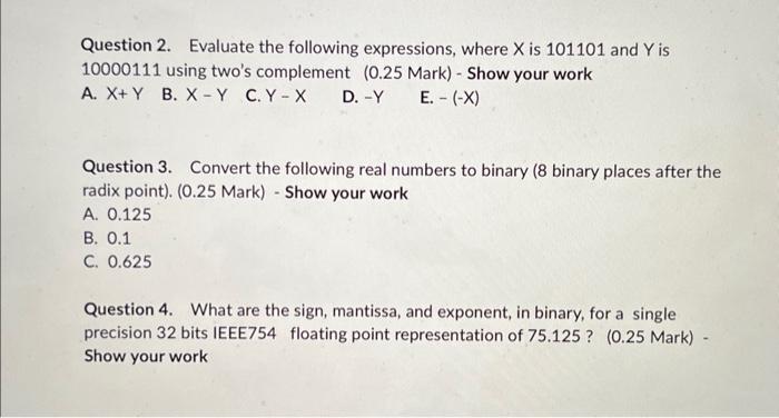 Solved Question 2. Evaluate the following expressions, where | Chegg.com