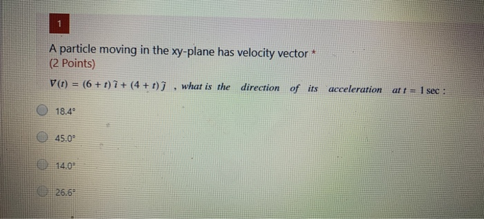 Solved 1 A particle moving in the xy-plane has velocity | Chegg.com