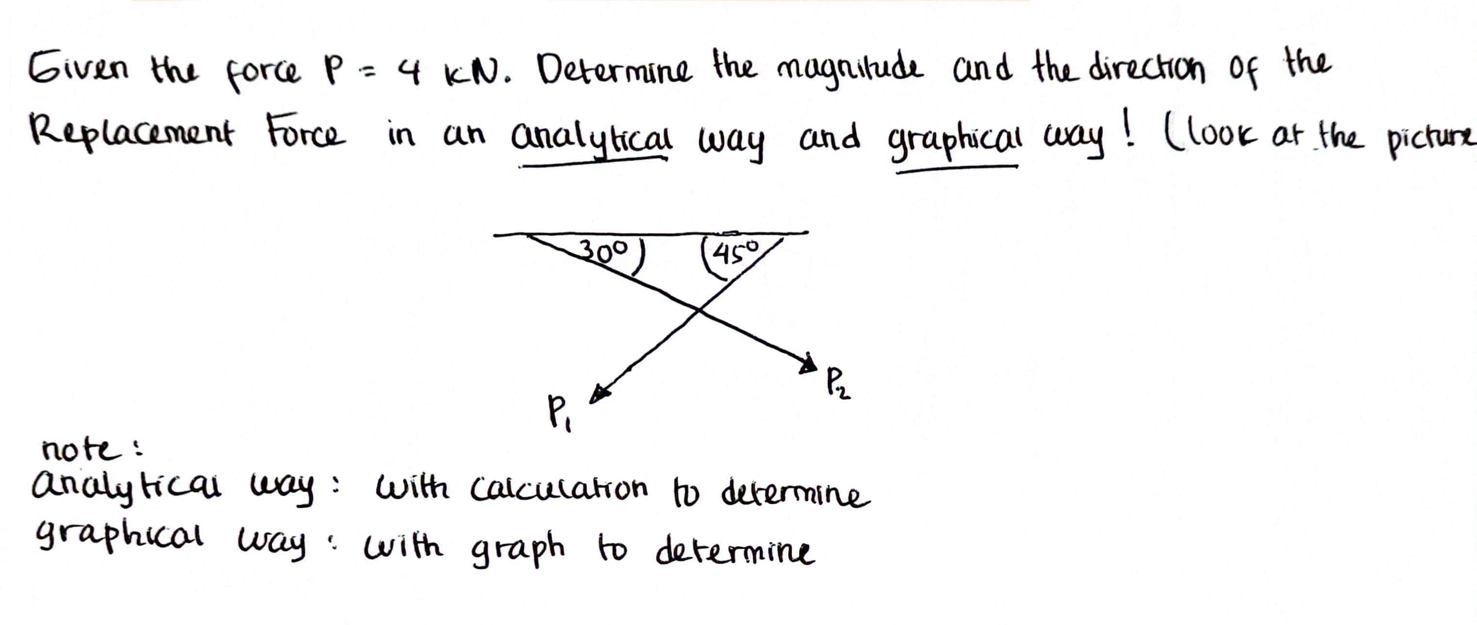 Solved Given the force P=4kN. ﻿Determine the magnitude and | Chegg.com