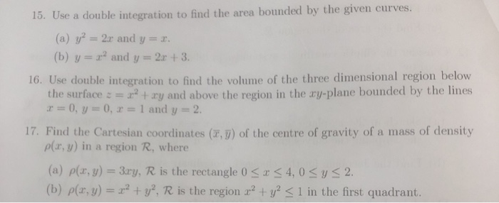 Solved Double Integrals - Cartesian Coordinates Study: | Chegg.com