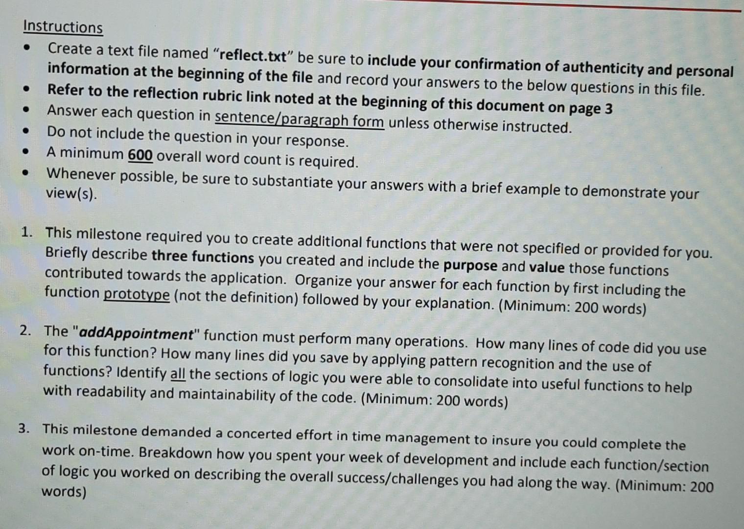 Solved . Instructions Create a text file named "reflect.txt" | Chegg.com