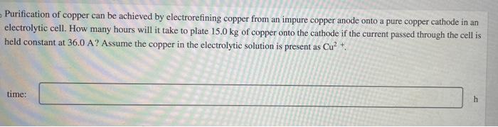 Solved Purification of copper can be achieved by | Chegg.com