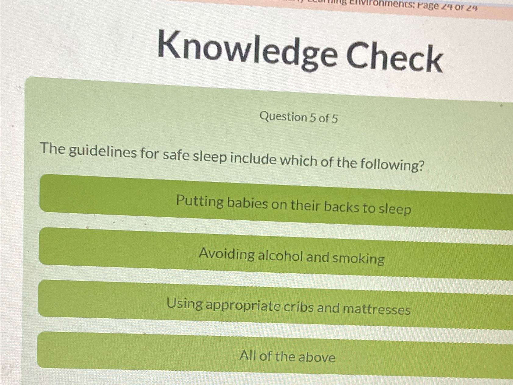 Solved Knowledge CheckQuestion 5 ﻿of 5The guidelines for | Chegg.com